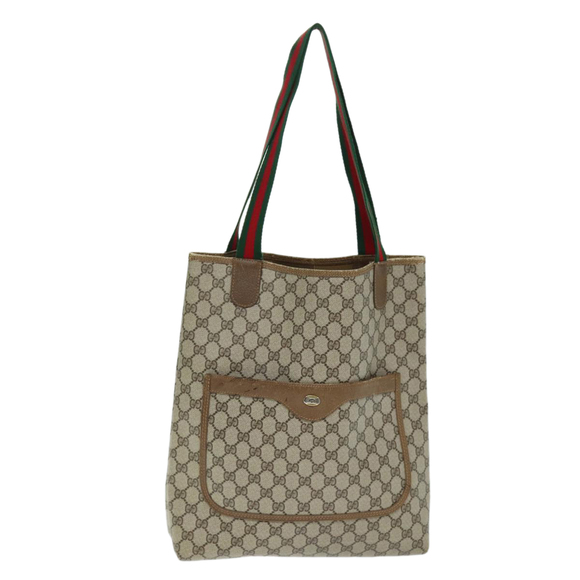Gucci | Bags | Gucci Gg Supreme Web Sherry Line Tote Bag Pvc Beige Red ...